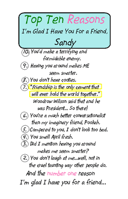 "Top Ten Reasons" | Friendship Printable Card | Blue Mountain eCards