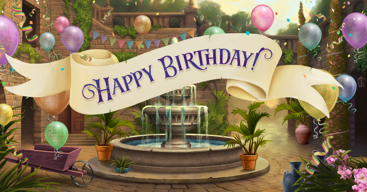 "Enchanted Courtyard Hidden Objects Game" | Birthday eCard | Blue ...
